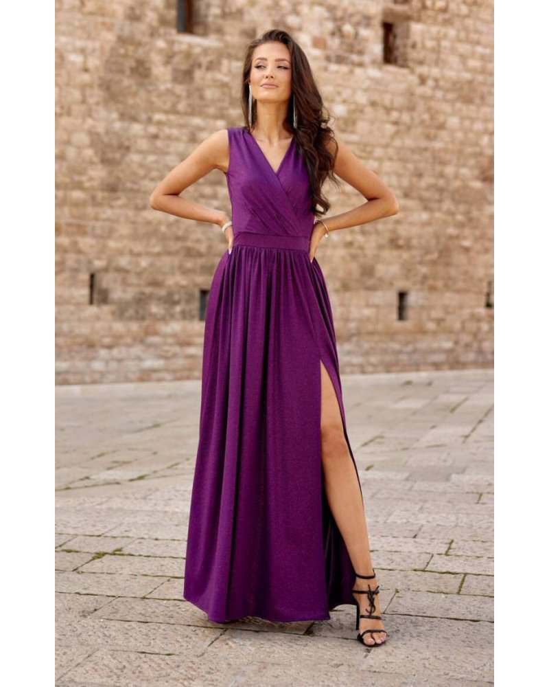 Rochie de ocazie lunga, din voal burgundy, asimetrica, vaporoasa ...