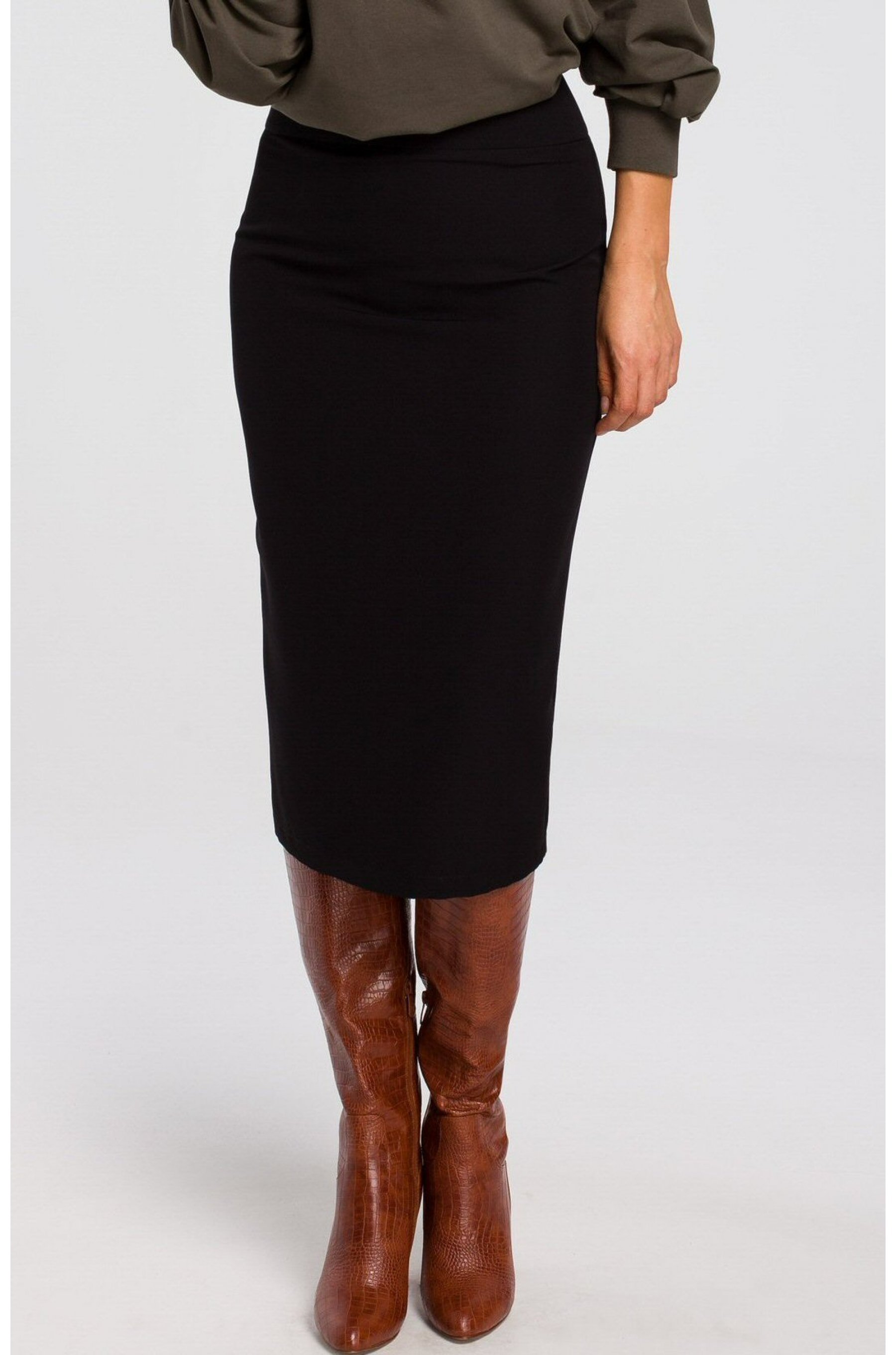 Fusta tip creion, mulata, midi, neagra, clasica, Collie - JojoFashion.ro