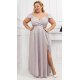 Rochie XXL eleganta lunga, din bumbac cu glitter, sampanie roz pal, cu ...