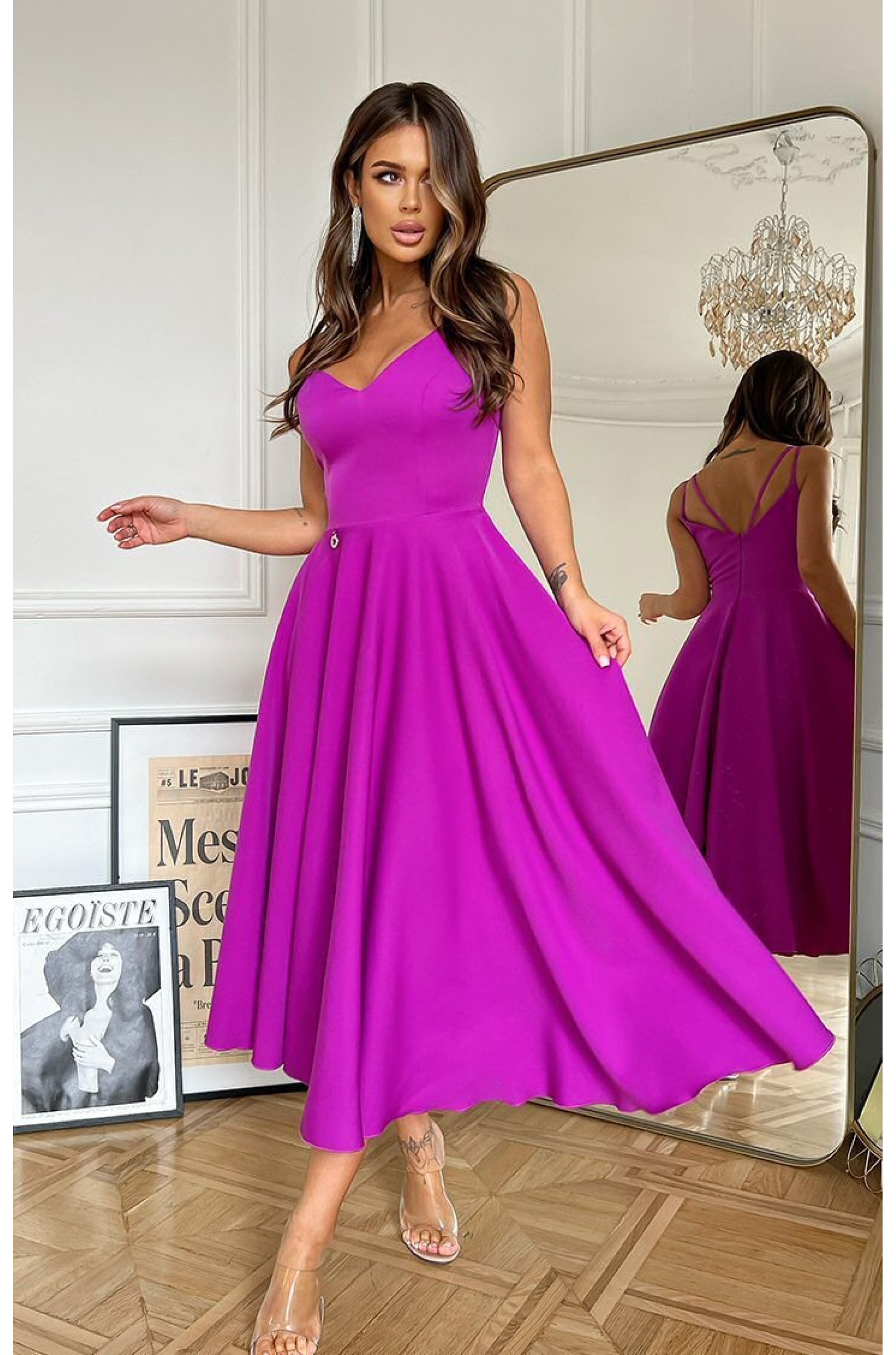Rochie midi in clos bishop retro Fabiola - JojoFashion.ro