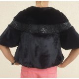 Capa dama din blana neagra eco cu paiete Kenda - JojoFashion.ro