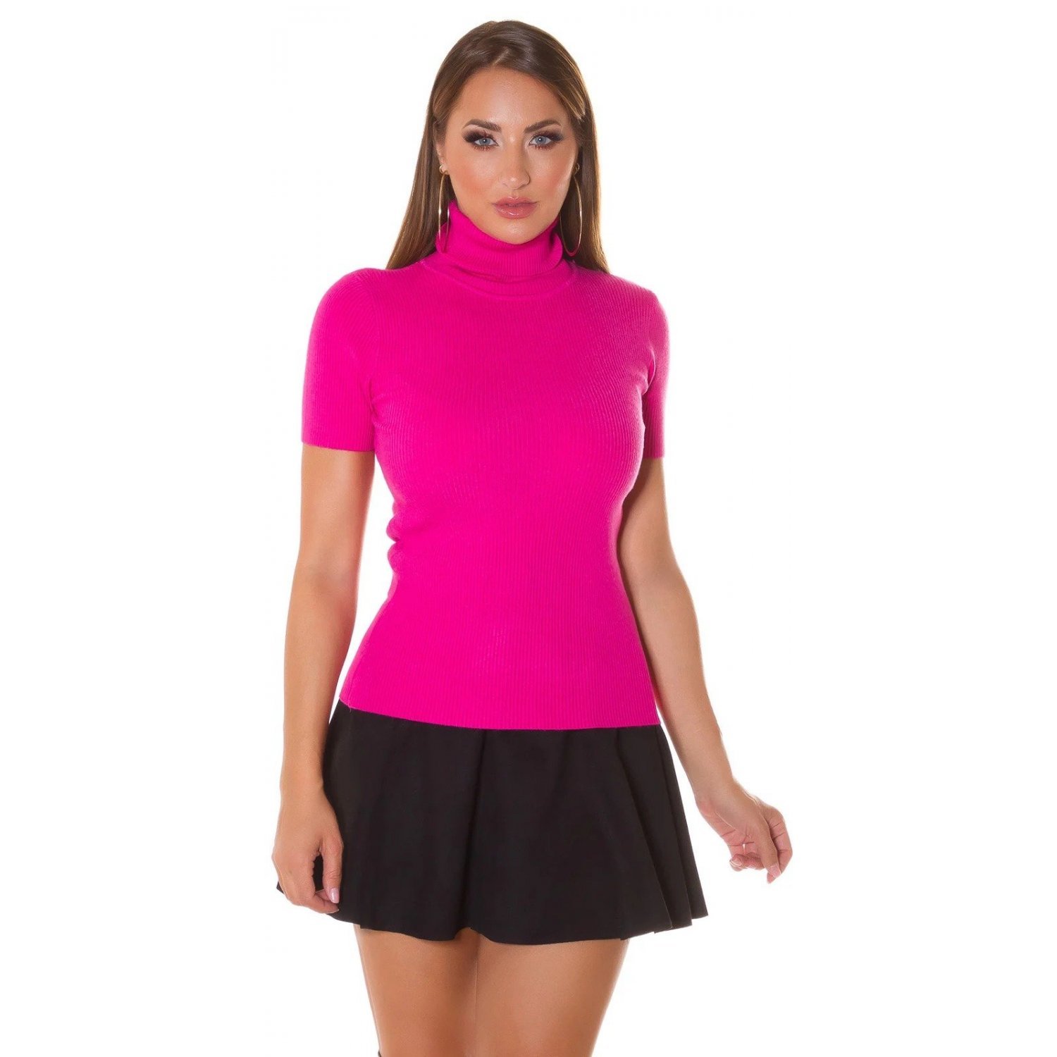 Bluza dama maleta cu maneci scurte vascoza roz ciclam Basic ...