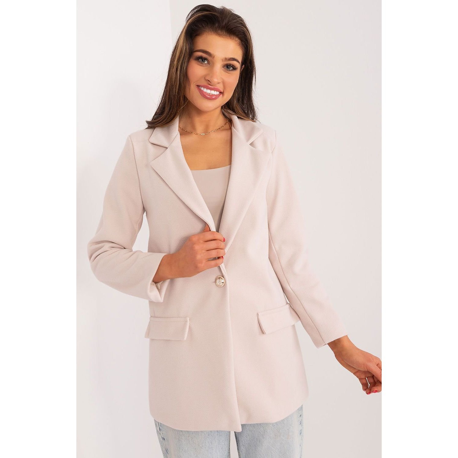 Sacou dama elegant, clasic, bej, Briseida - JojoFashion.ro