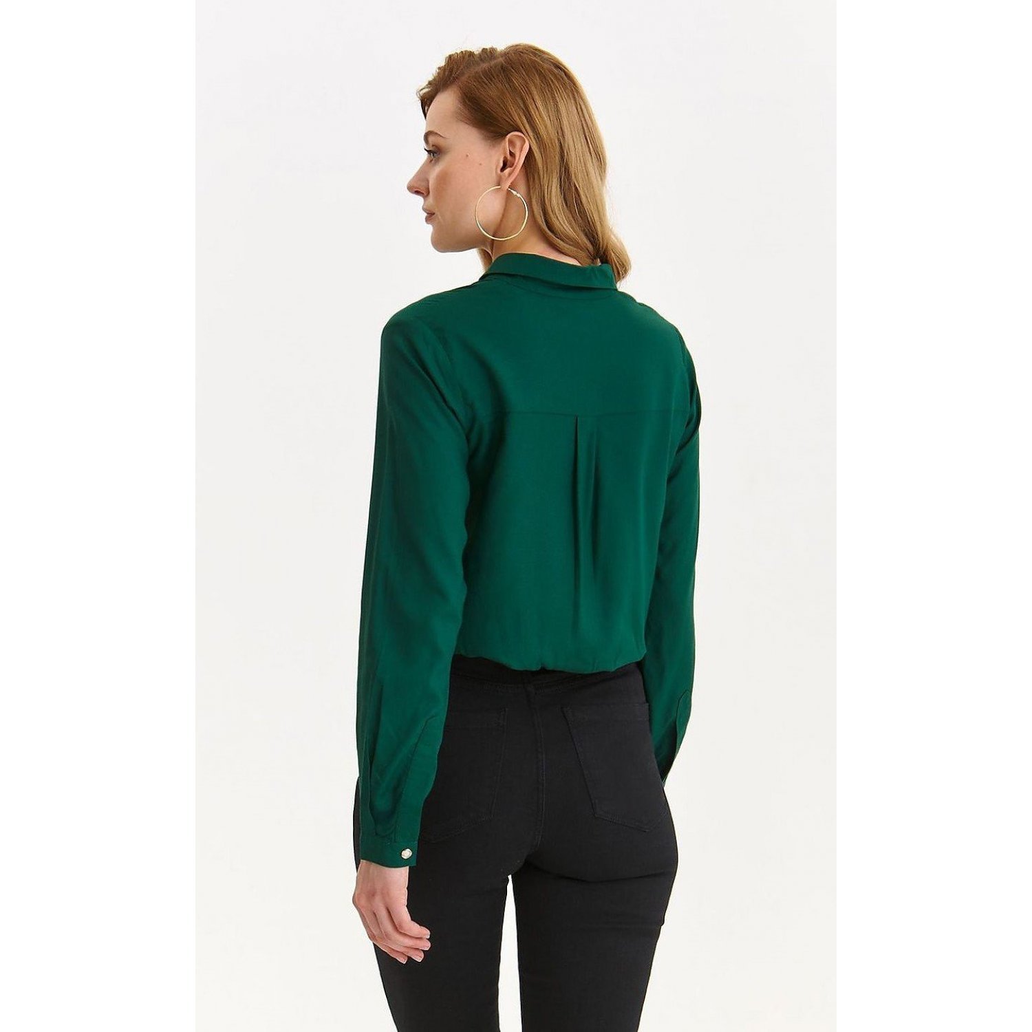 Camasa dama clasica, din vascoza, verde, cu maneca lunga, Ziran ...