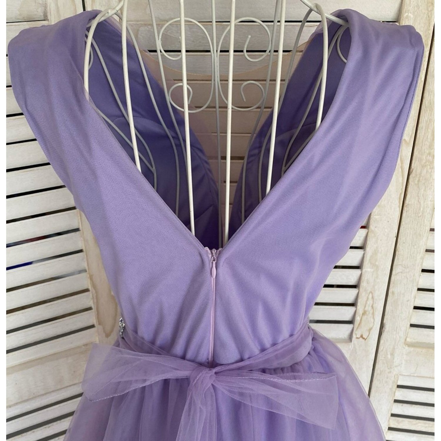 Rochie de seara eleganta lunga din tul lila Adele - JojoFashion.ro