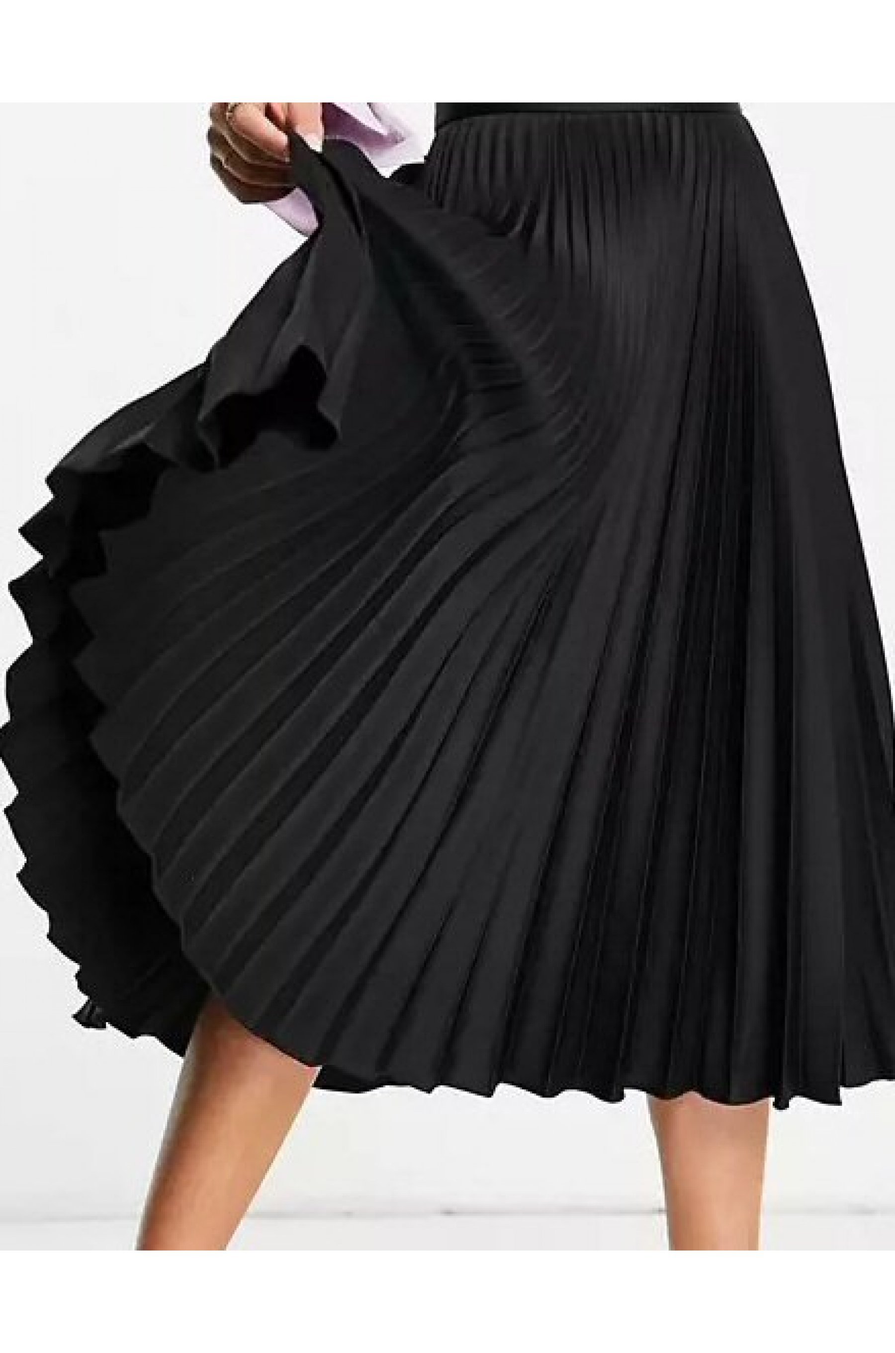 Fusta plisata midi, neagra, eleganta Darinka - JojoFashion.ro