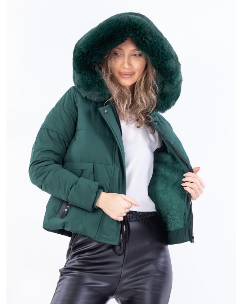 Geaca de dama mov cu blanita si gluga groasa Dominika