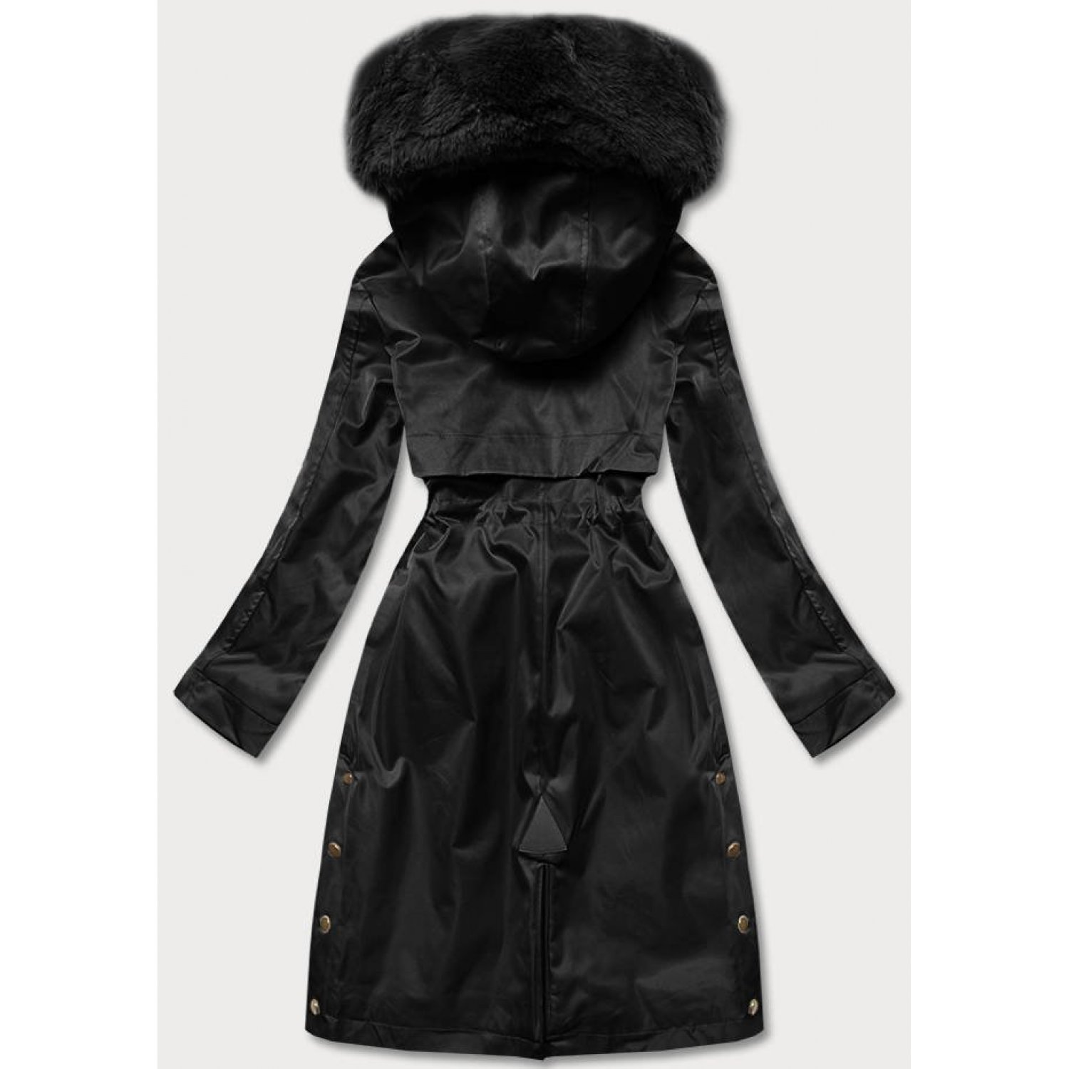 Geaca dama de iarna, neagra, parka, lunga, cu gluga si blanita, Fargo ...