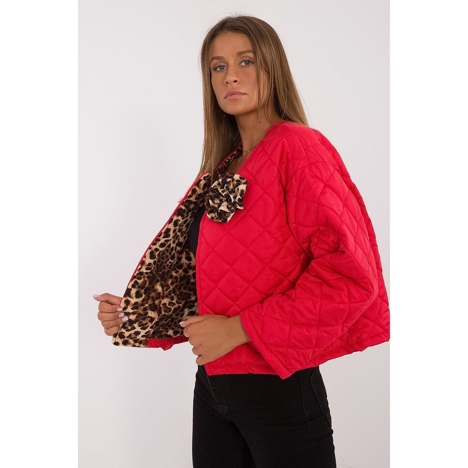 Geaca dama de toamna, matlasata, rosie, Sylvana1 - JojoFashion.ro