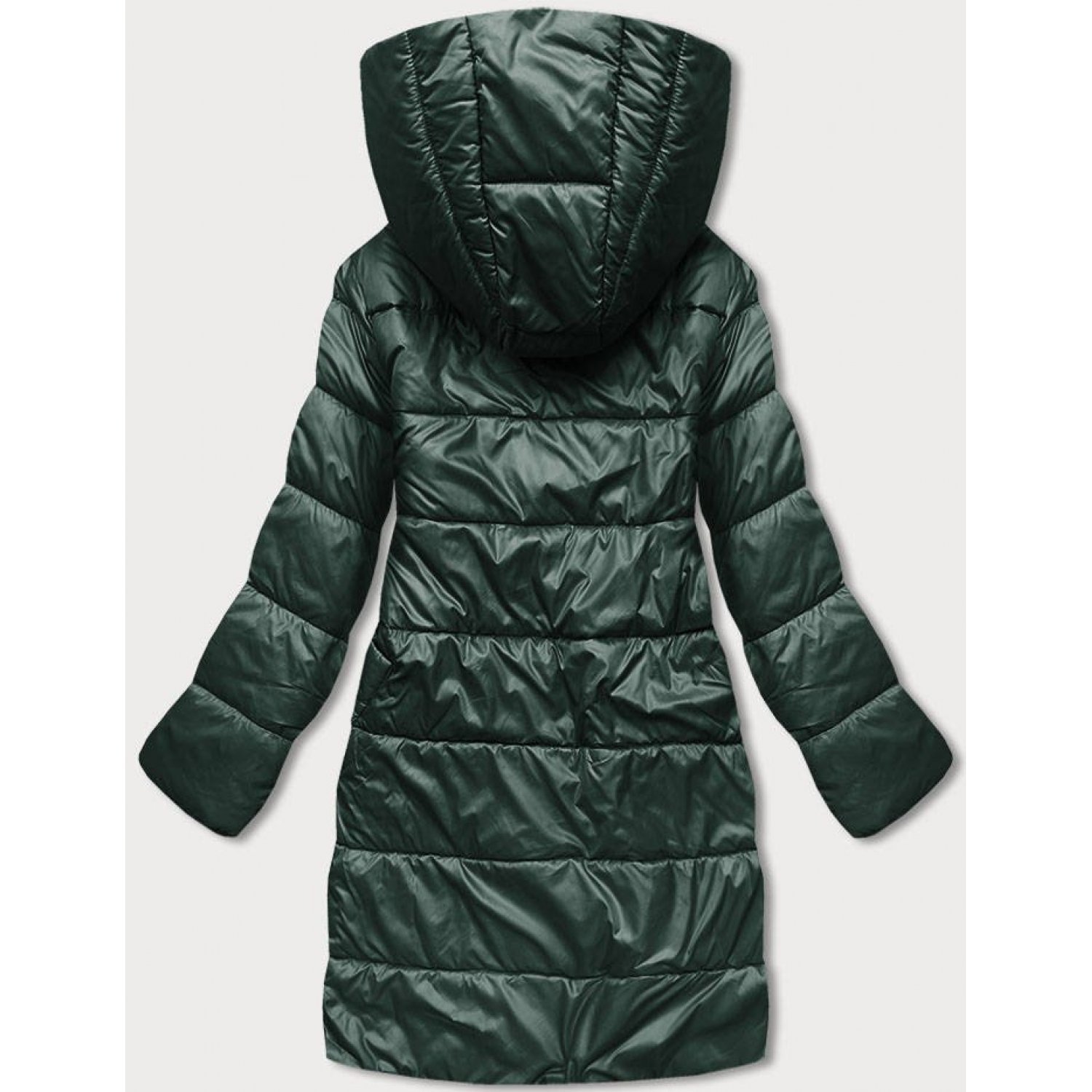 Geaca dama lunga fas verde cu gluga Aresha - JojoFashion.ro