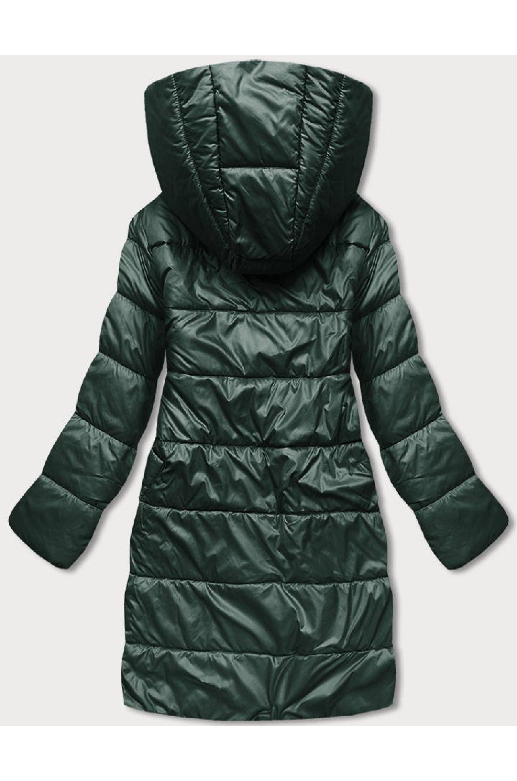 Geaca dama lunga fas verde cu gluga Aresha - JojoFashion.ro