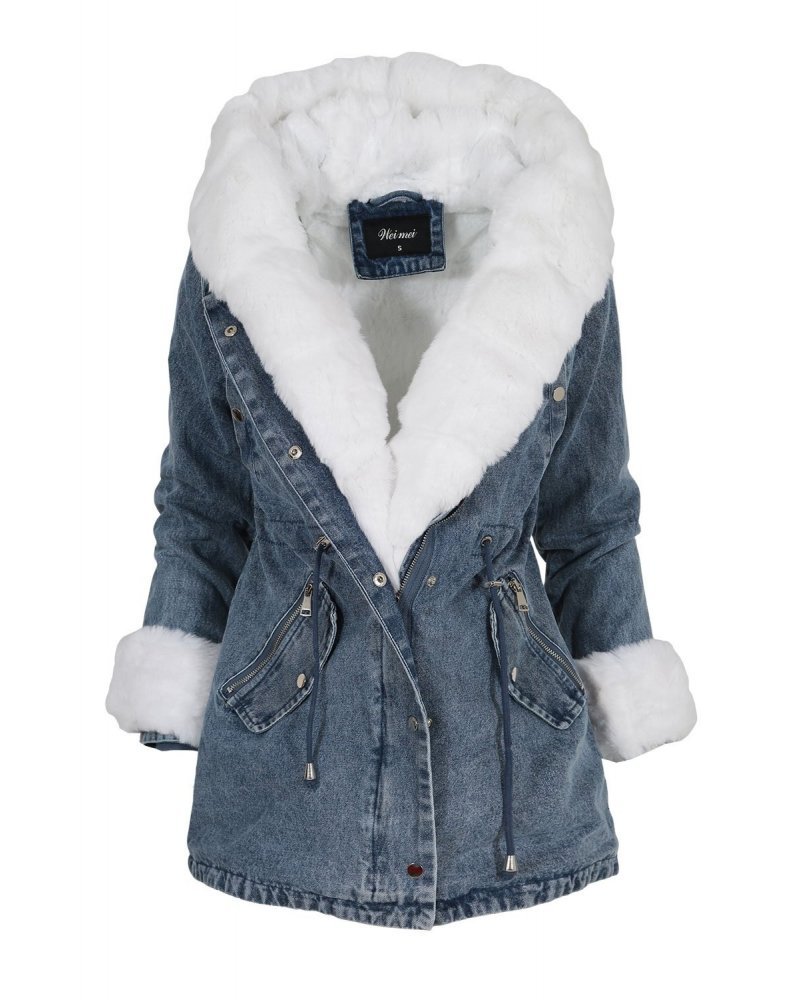 Geaca de dama de iarna lucioasa neagra cu blanita degrade Marysa ...