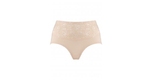 Chiloti modelatori Mitex, cu dantela, bej, cu talia inalta, Nella2 ...