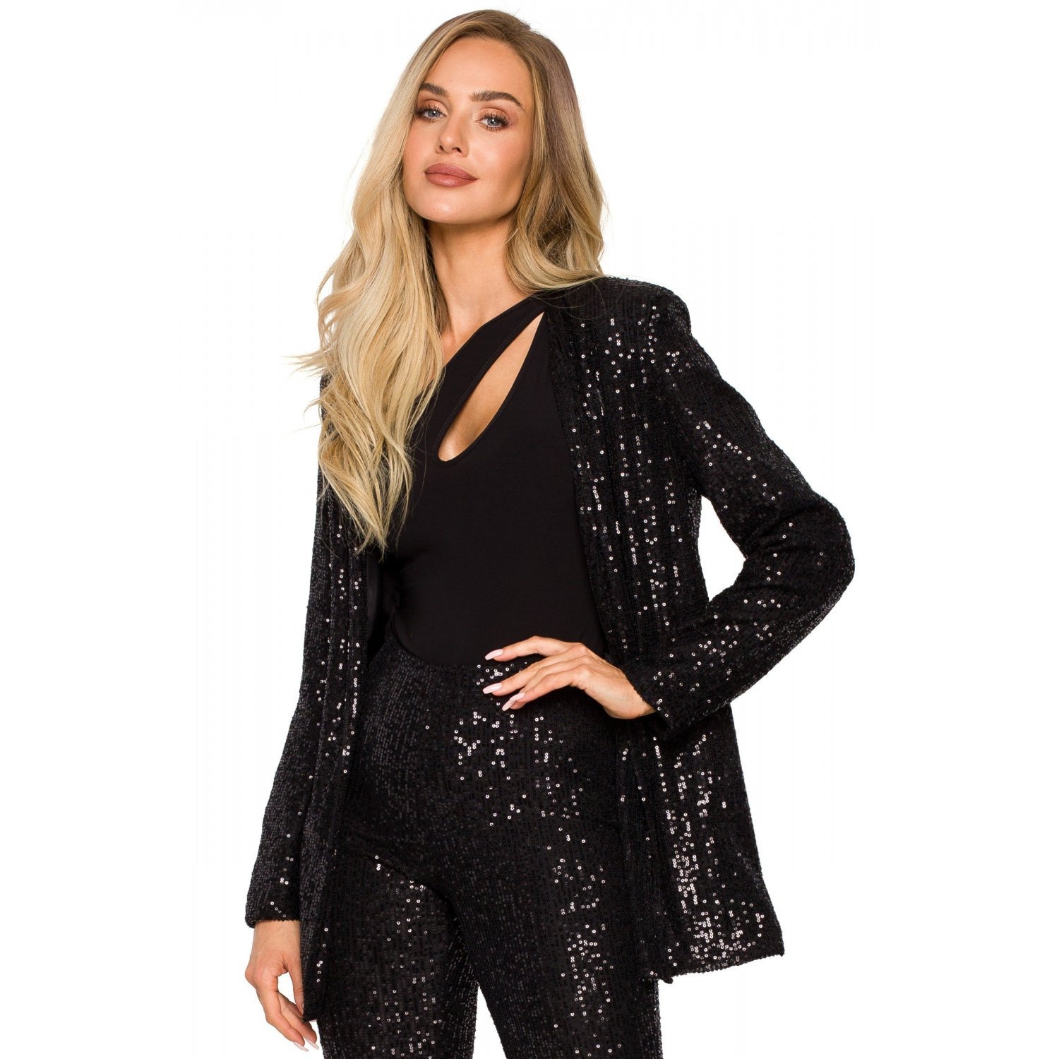 Sacou Dama Elegant Paiete Negru Clasic Charisma Jojofashionro
