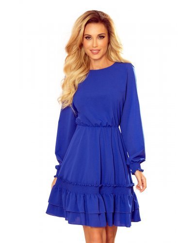 Rochie midi, rosie, mulata, cu peplum, Ema - JojoFashion.ro