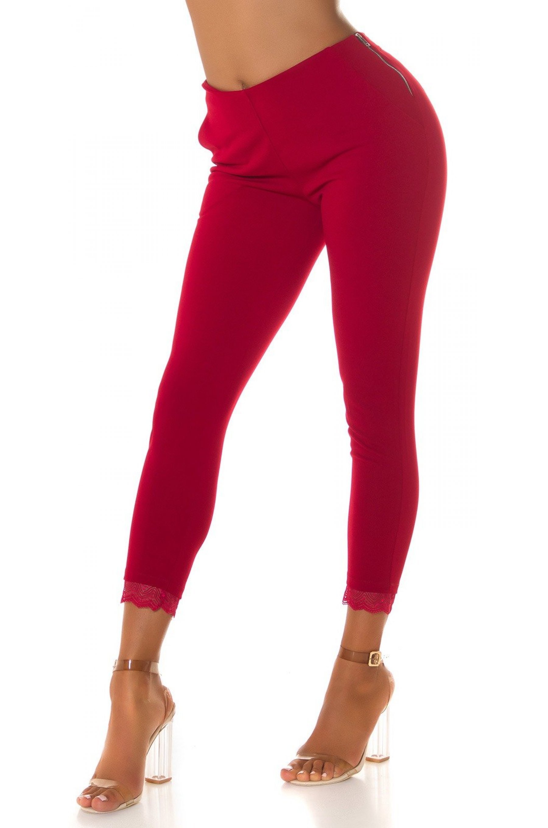 Pantaloni dama mulati, burgundy, cu talia inalta, Minisse - JojoFashion.ro