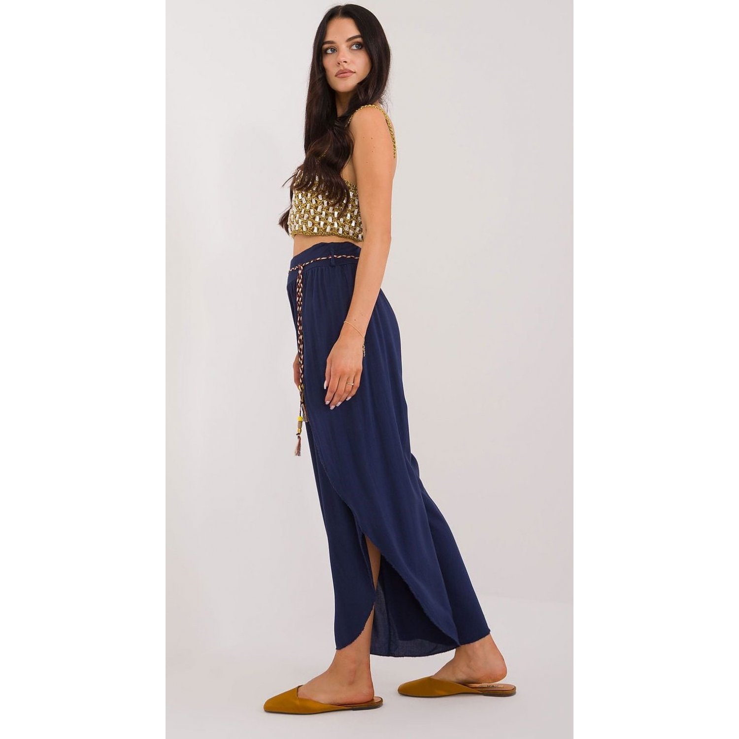 Pantaloni dama salvari, bleumarin, din vascoza, vaporosi, Jocasta1 ...