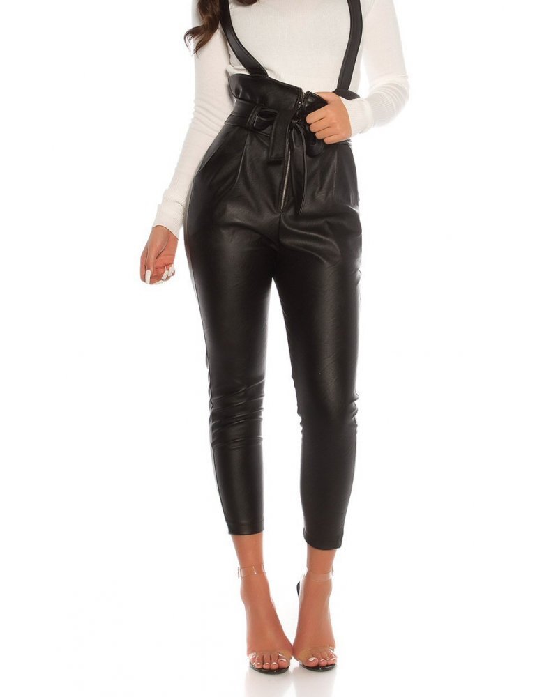 Pantaloni de dama piele eco cu talie inalta Grace - JojoFashion.ro