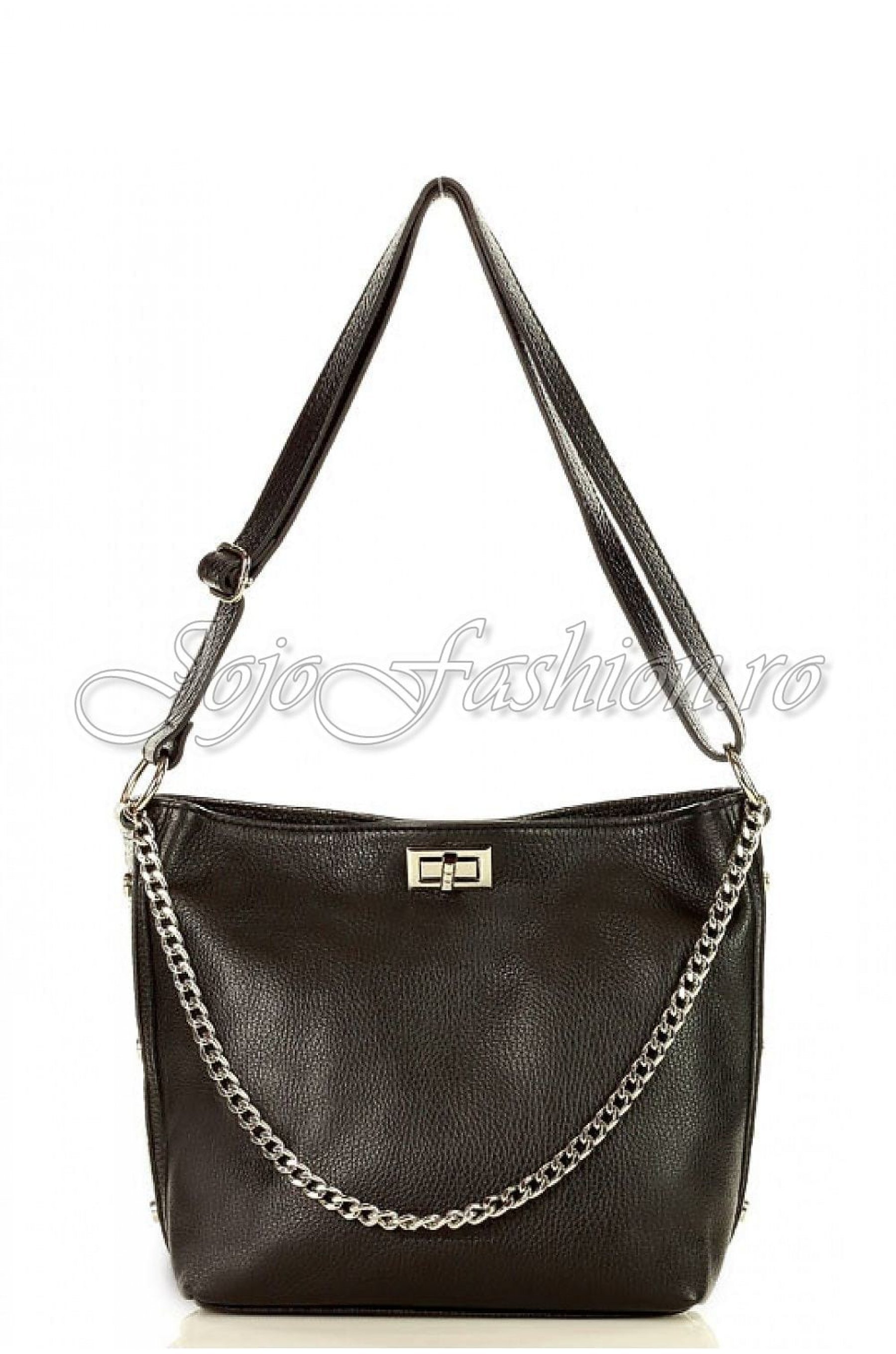 Geanta dama piele naturala neagra Monica - JojoFashion.ro