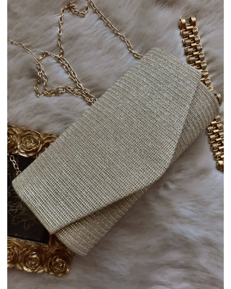 Geanta plic glitter negru cu lant Diamond