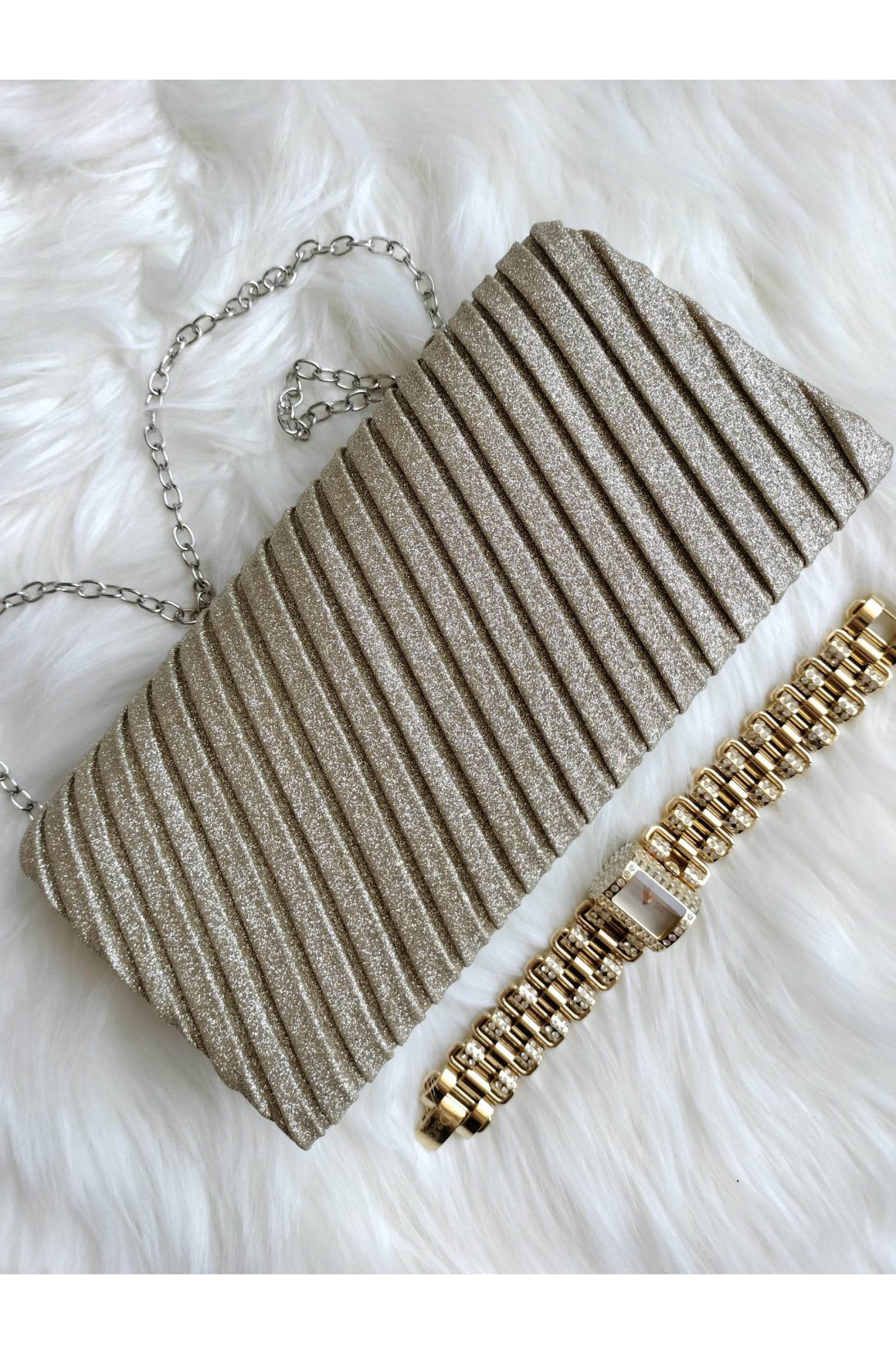 Geanta plic auriu glitter, Dazzling - JojoFashion.ro