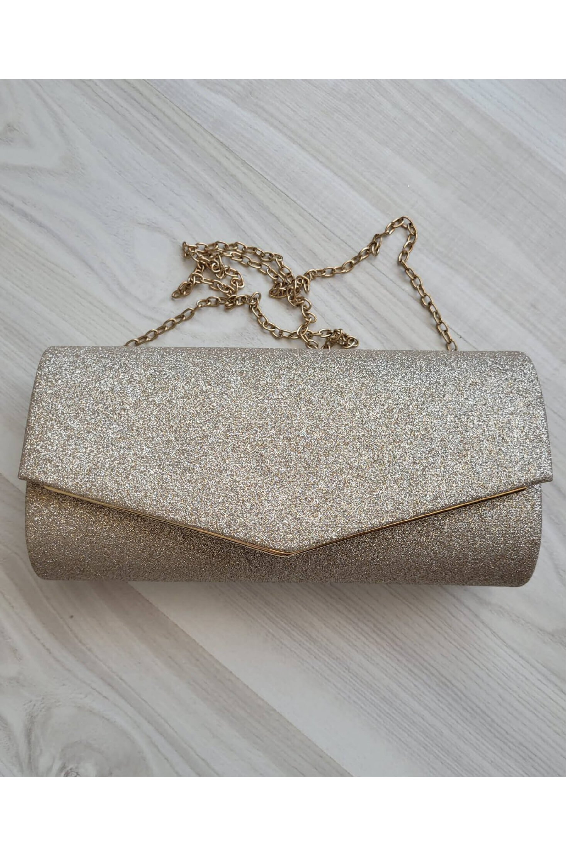 Geanta plic glitter auriu Diva - JojoFashion.ro