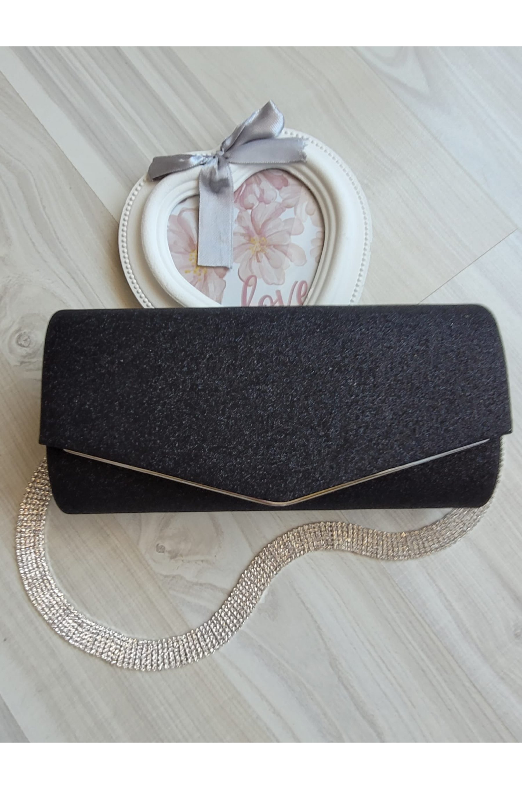 Geanta plic glitter negru Diva - JojoFashion.ro