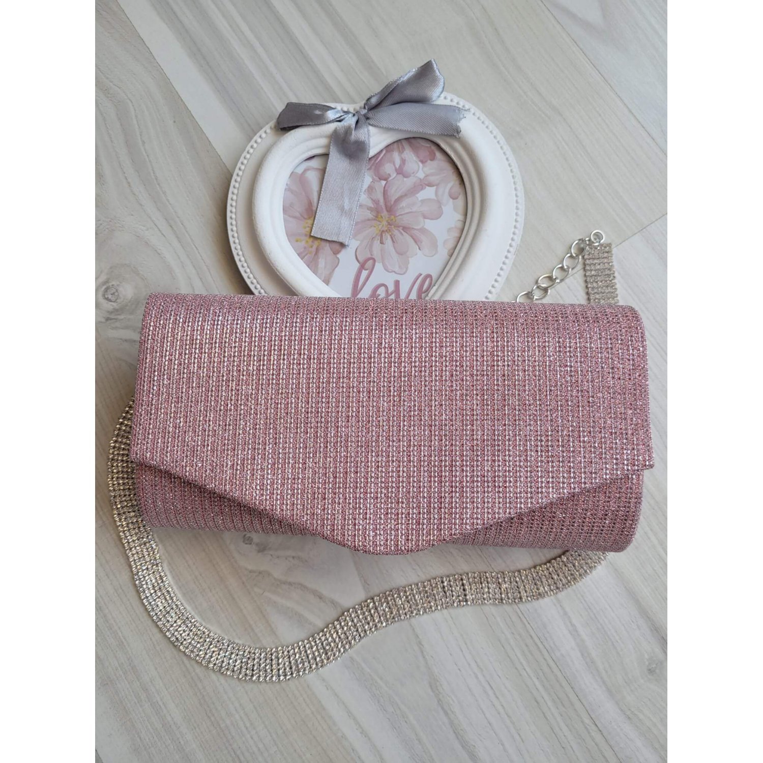 Geanta plic glitter roz pal Brightly - JojoFashion.ro