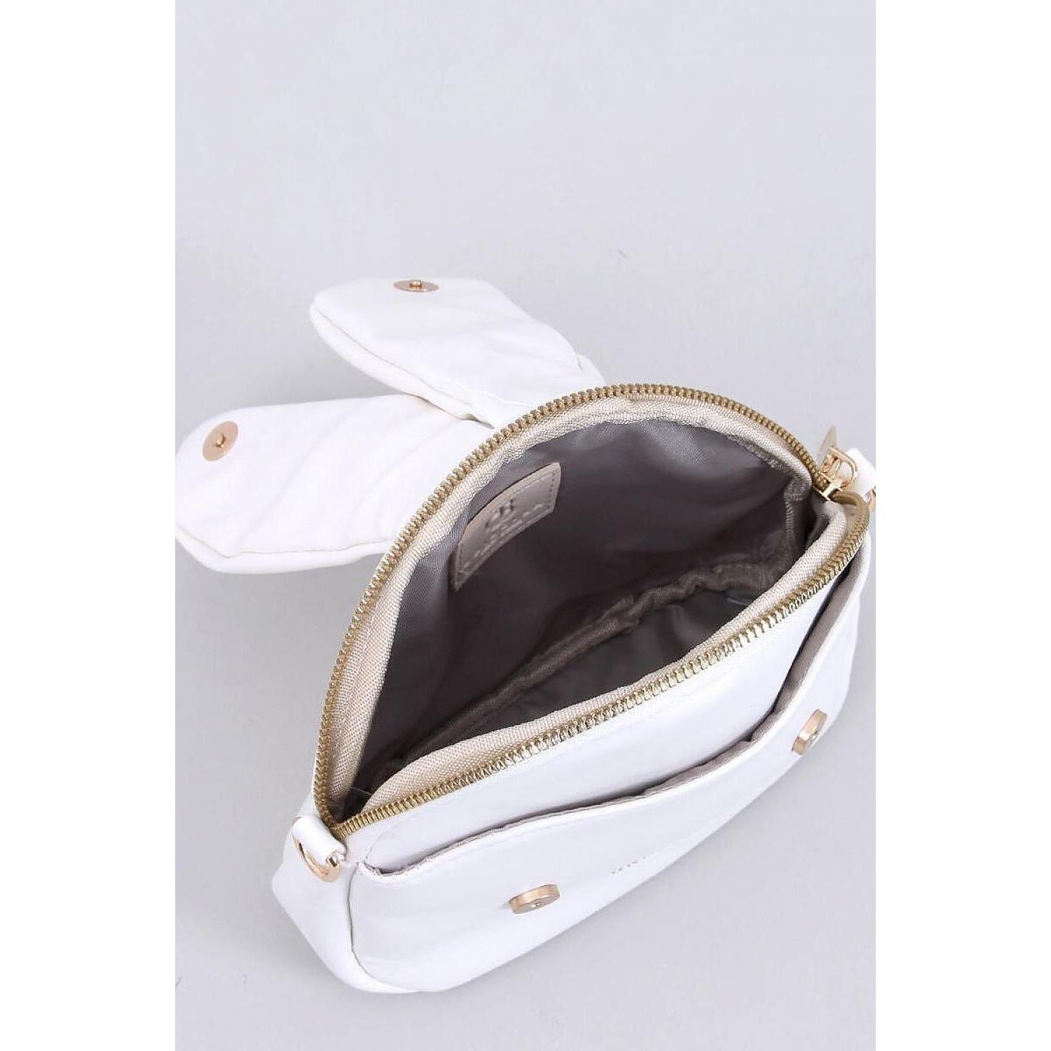 Geanta tip rucsac, din piele eco, alba, cu urechi si fermoar metalic ...