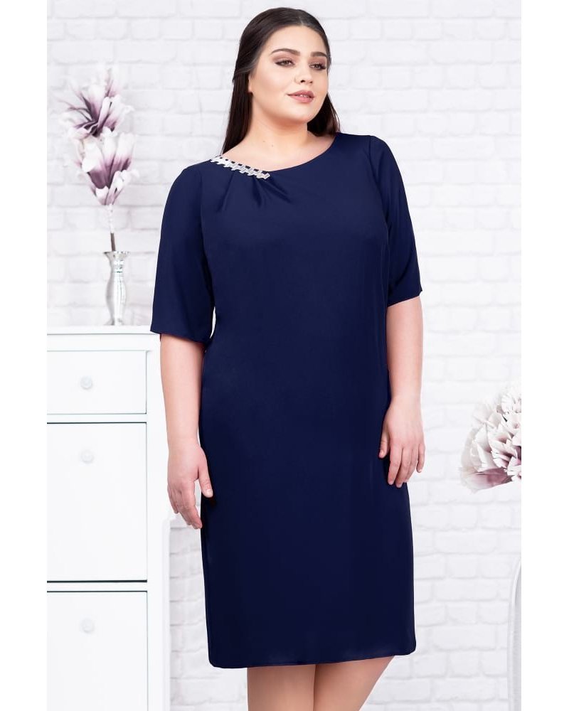 Rochie de seara XXL neagra din tul cu fir lame eleganta Anissa