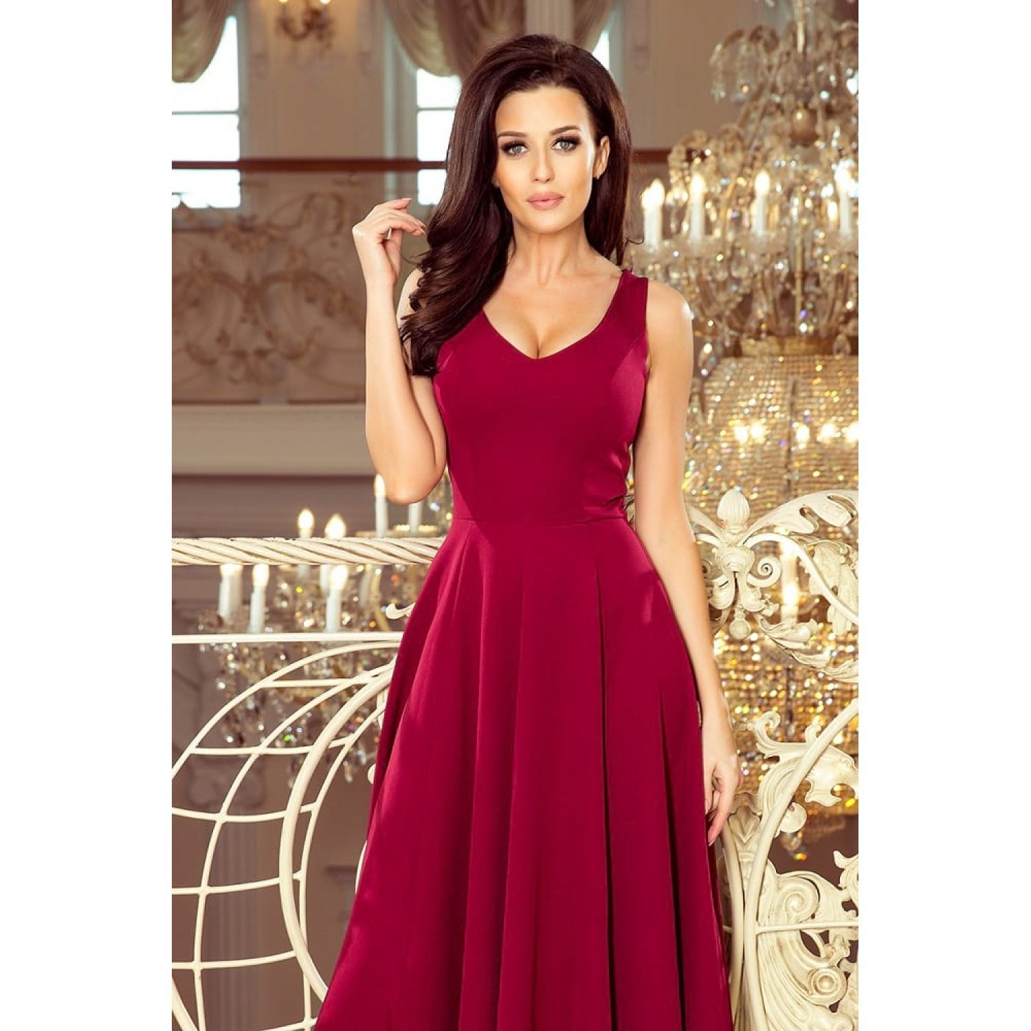 Rochie lunga burgundy Cindy - JojoFashion.ro