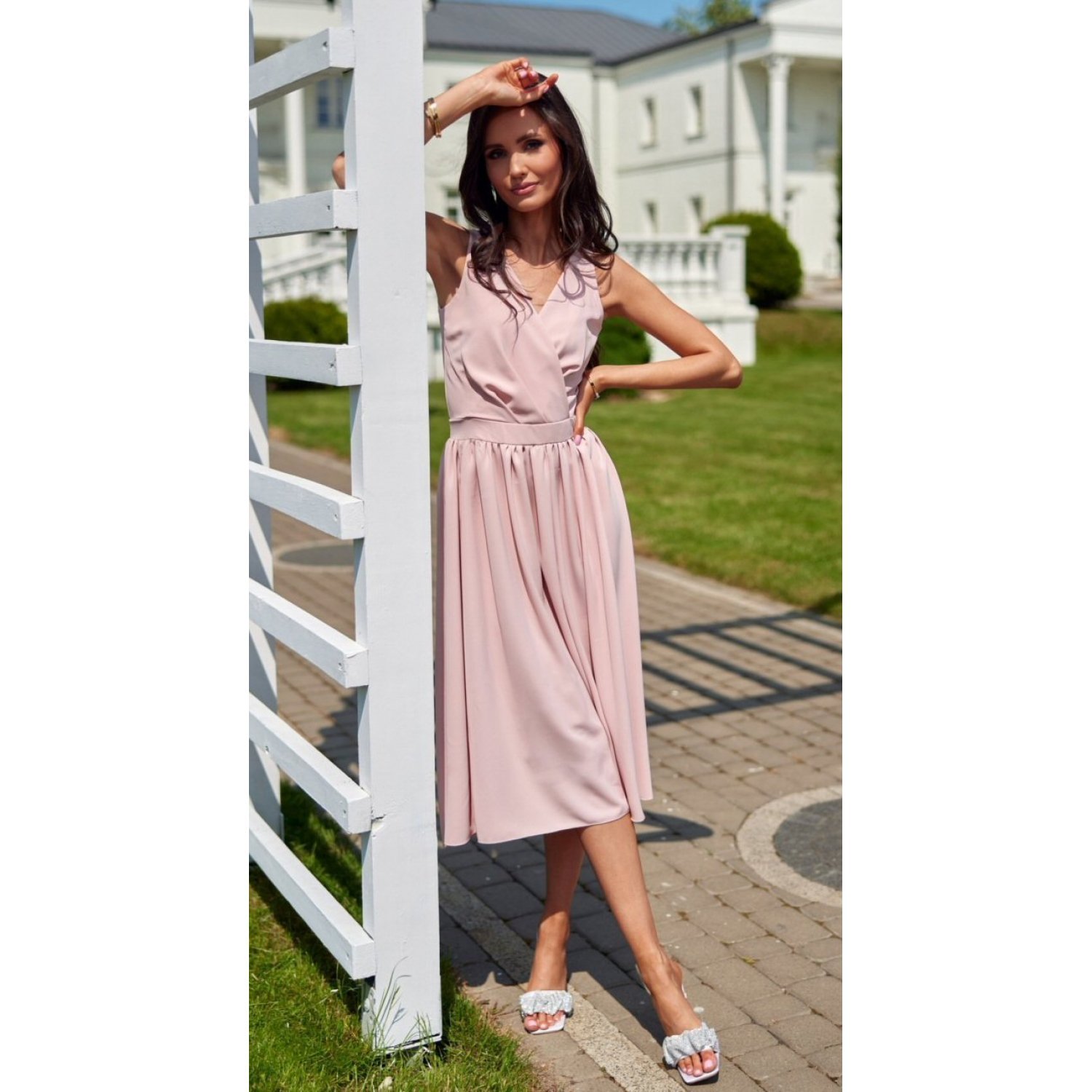 Rochie din voal roz pal vaporoasa Margie - JojoFashion.ro