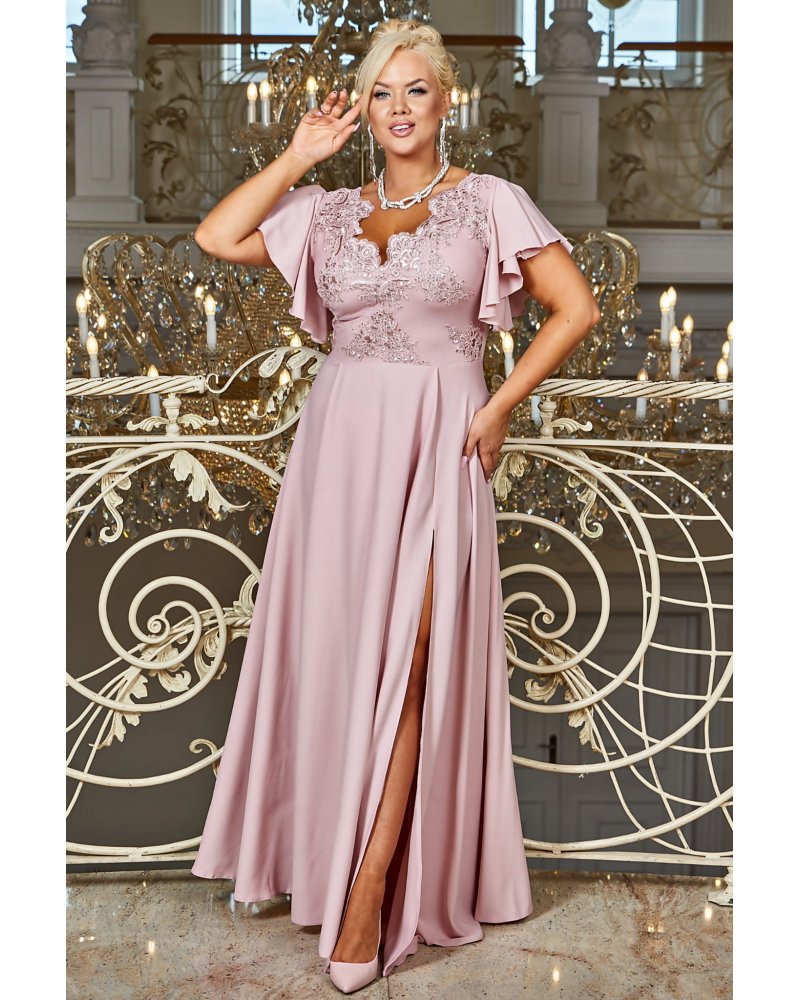 Rochie eleganta de seara, in marimi mari, lunga, brocard si dantela ...