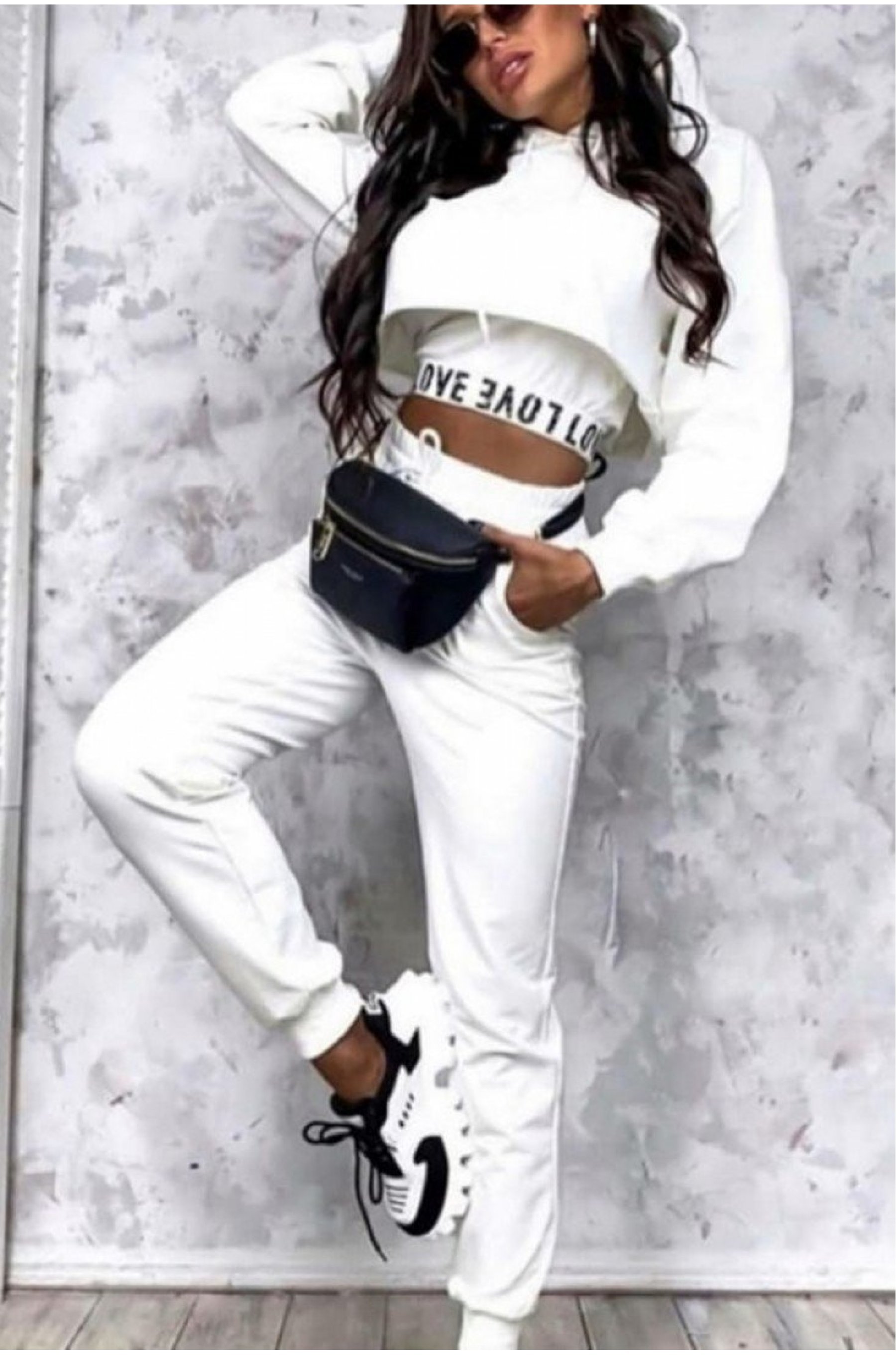 Trening sport dama alb 3 piese Chaerin - JojoFashion.ro