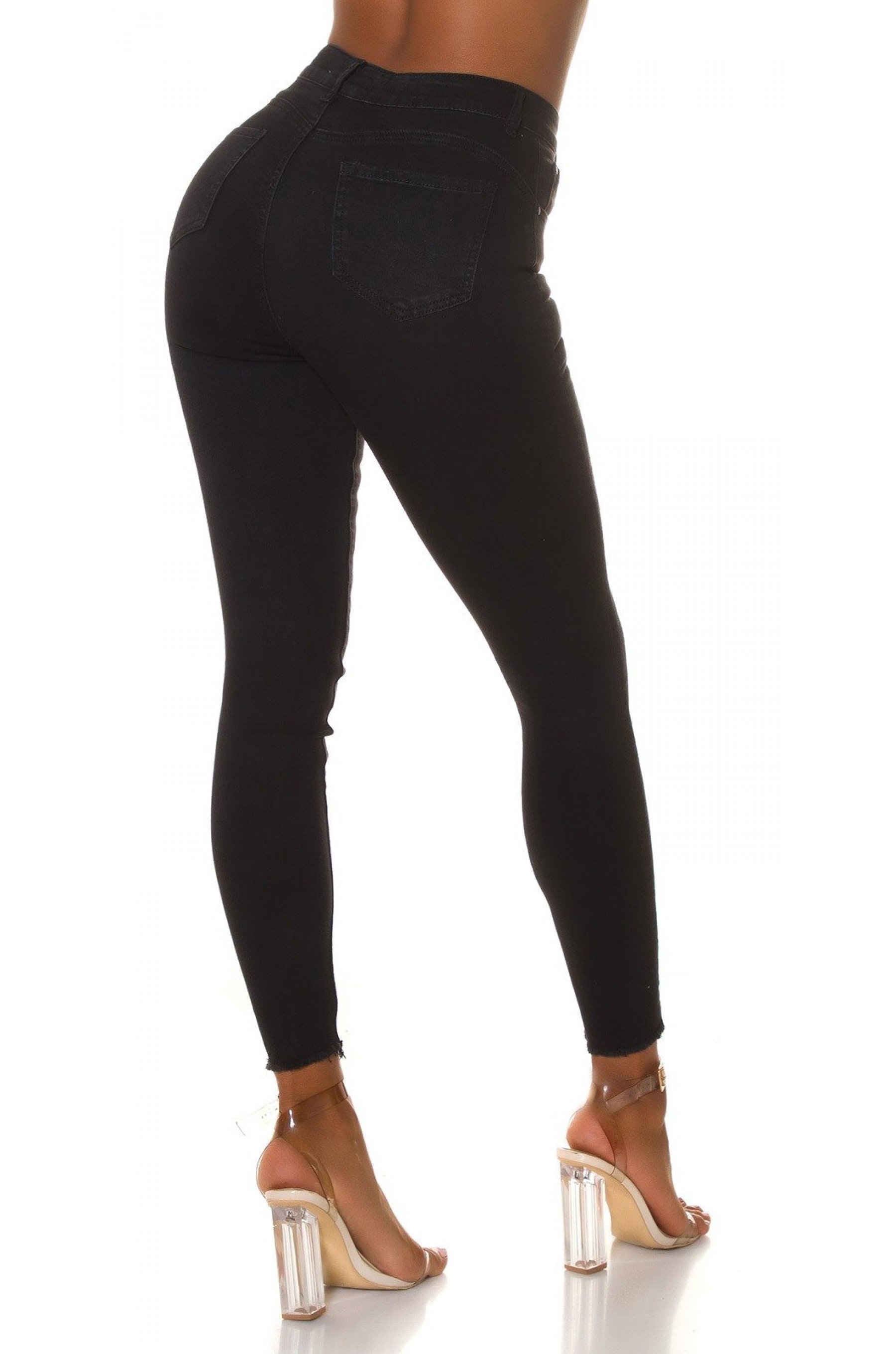 Blugi dama mulati, negri, denim, cu talia inalta Mismo - JojoFashion.ro