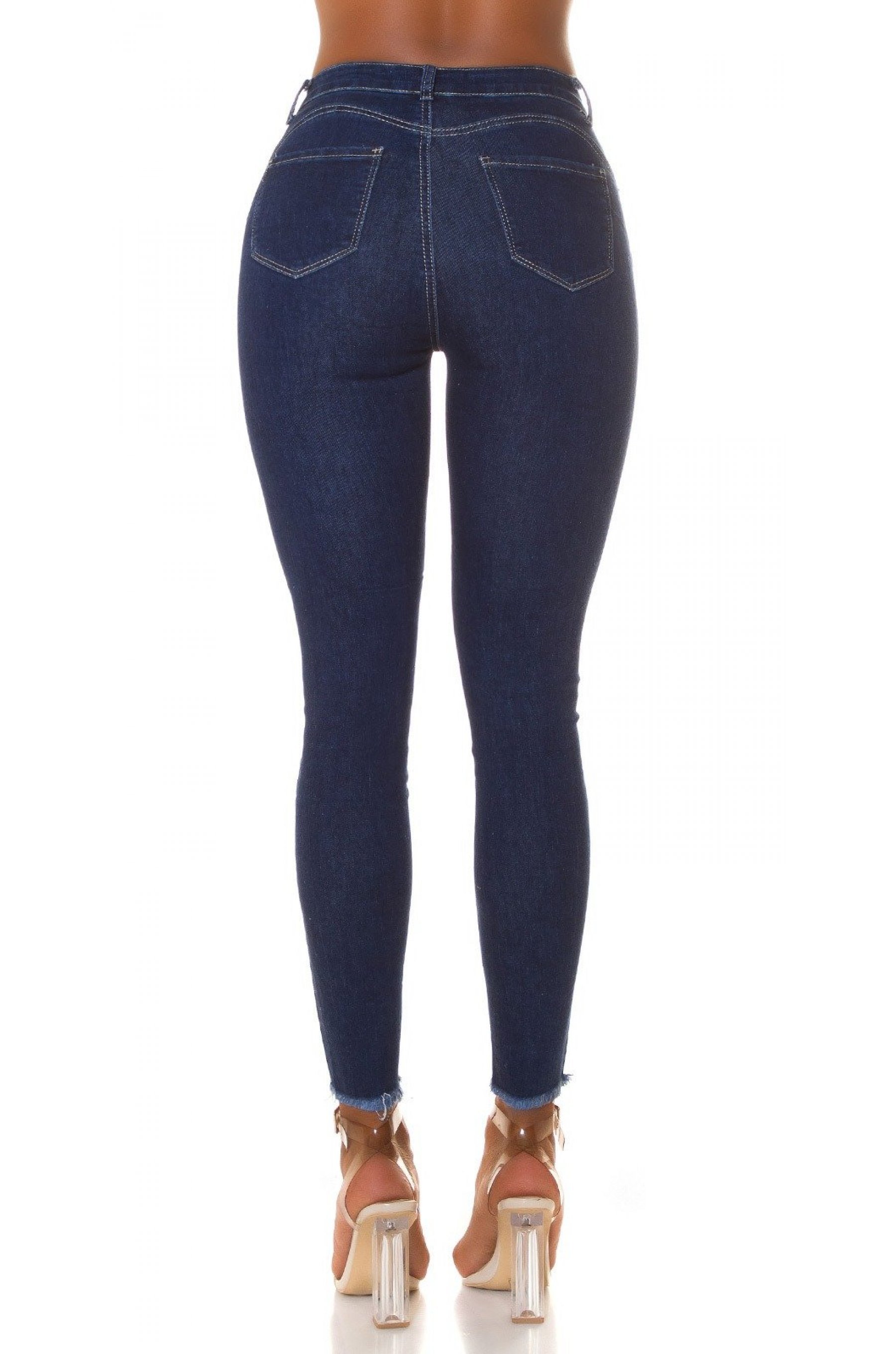 Blugi dama push up, albastri, denim, mulati, cu buzunare Oclio