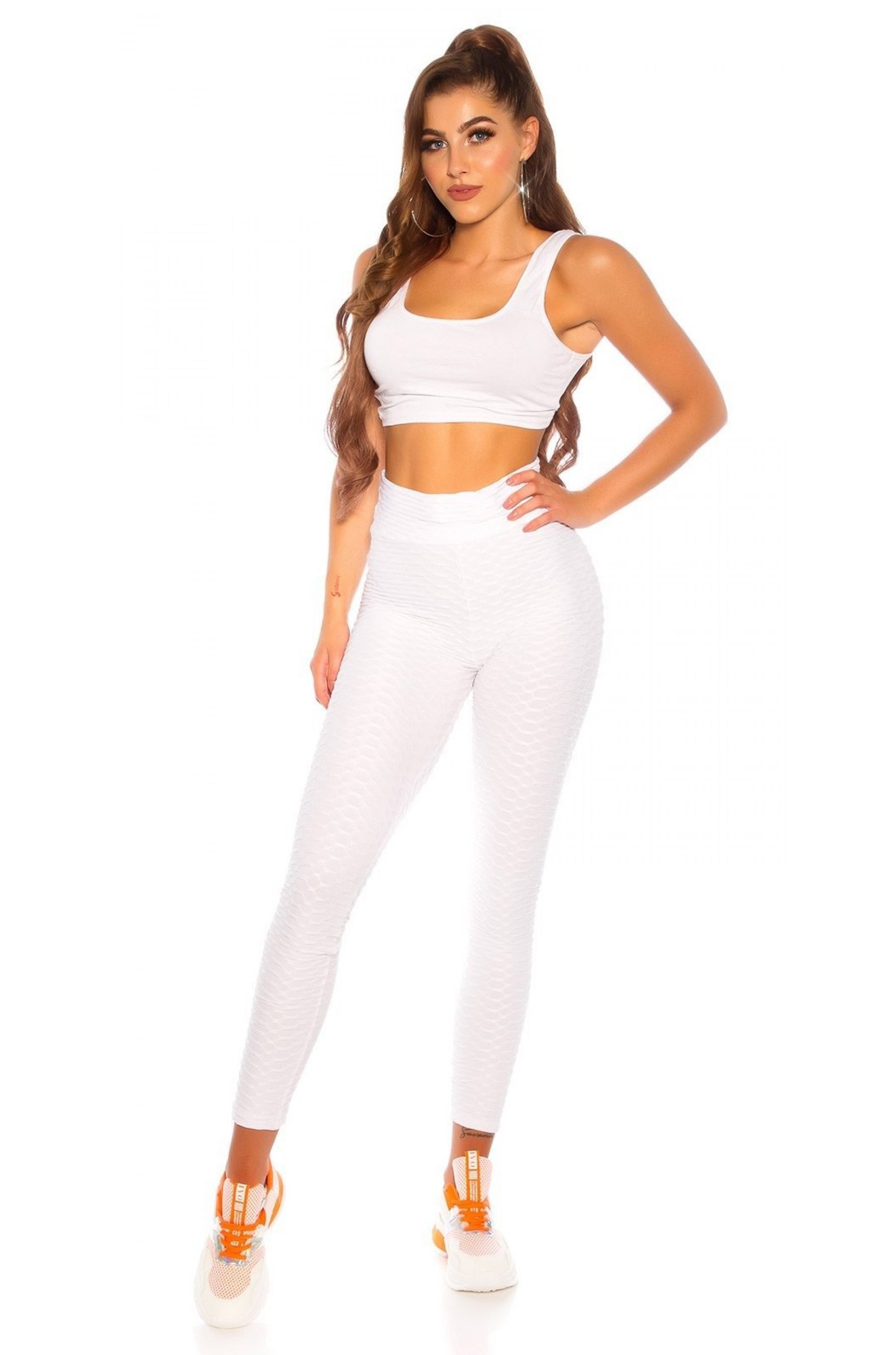 Colanti modelatori fagure albi cu push up cu talie inalta Sanziana ...