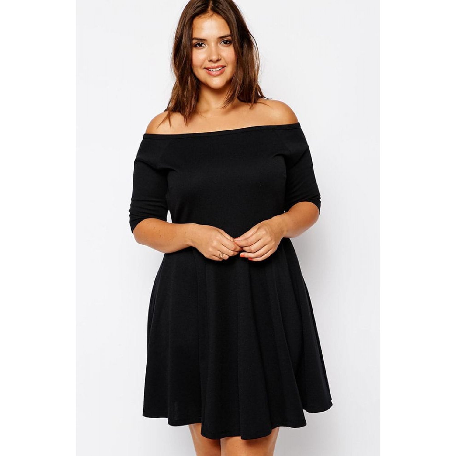 Rochie XXL midi neagra Diana - JojoFashion.ro
