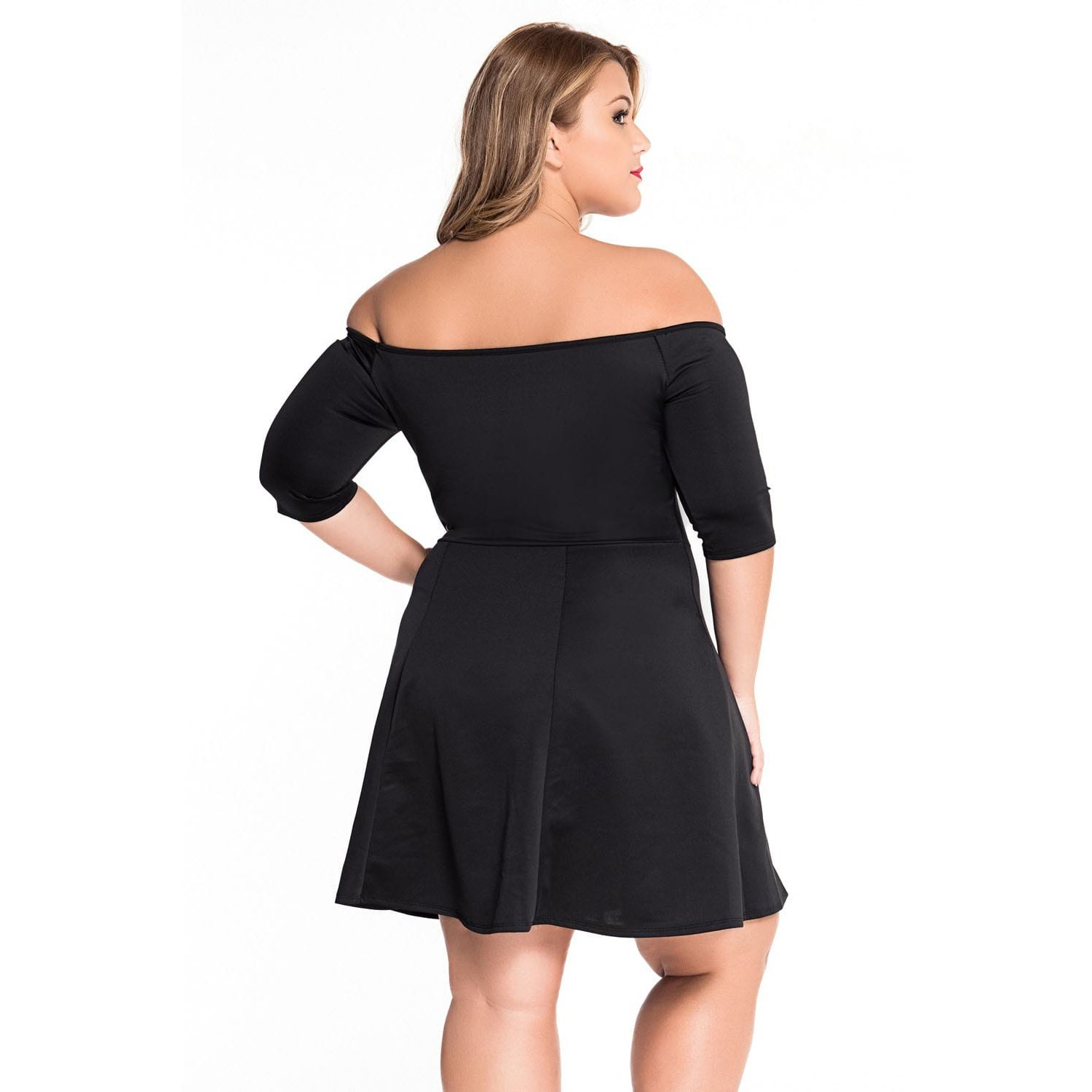 Rochie XXL midi neagra Diana - JojoFashion.ro