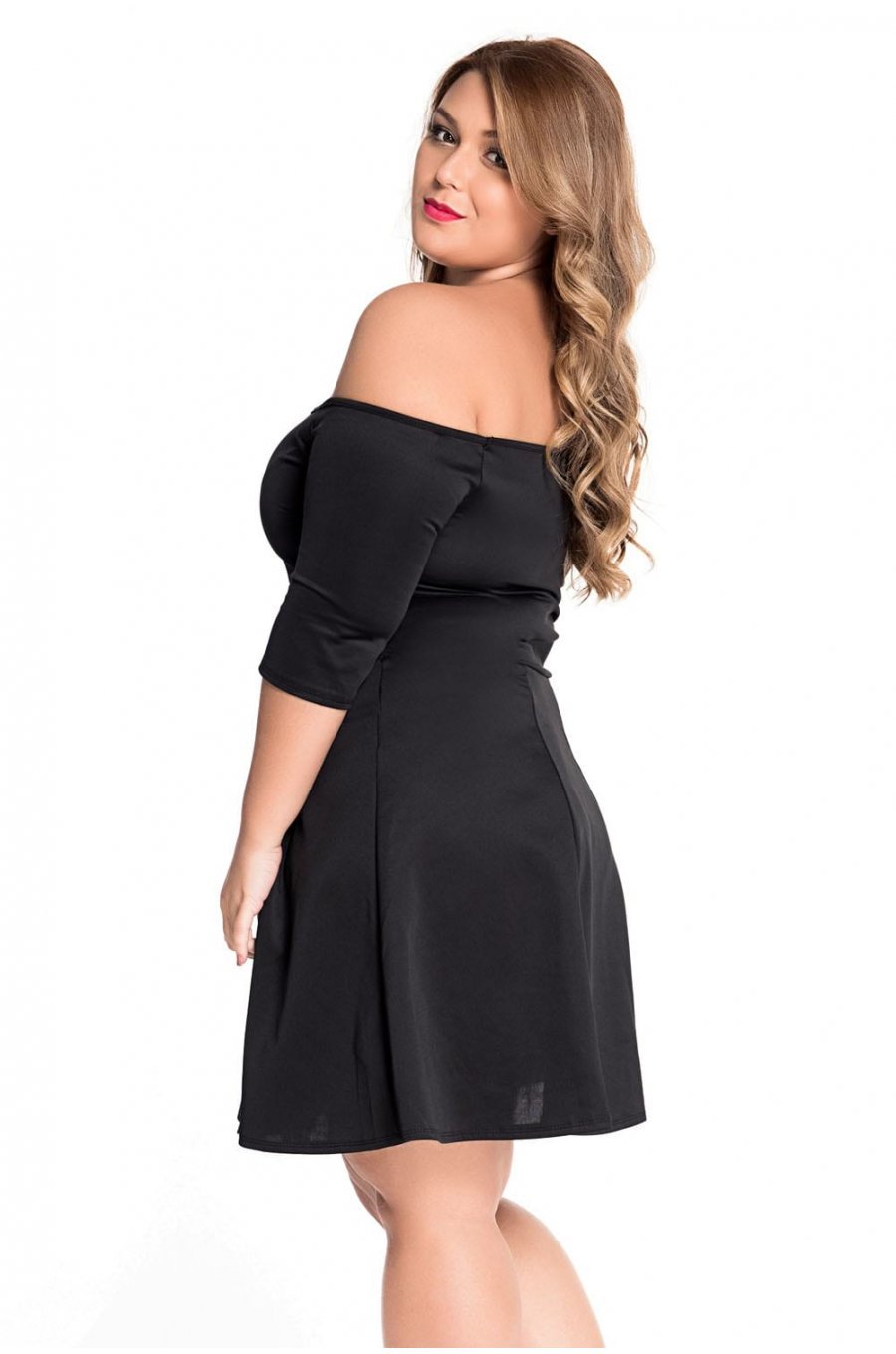 Rochie XXL midi neagra Diana - JojoFashion.ro