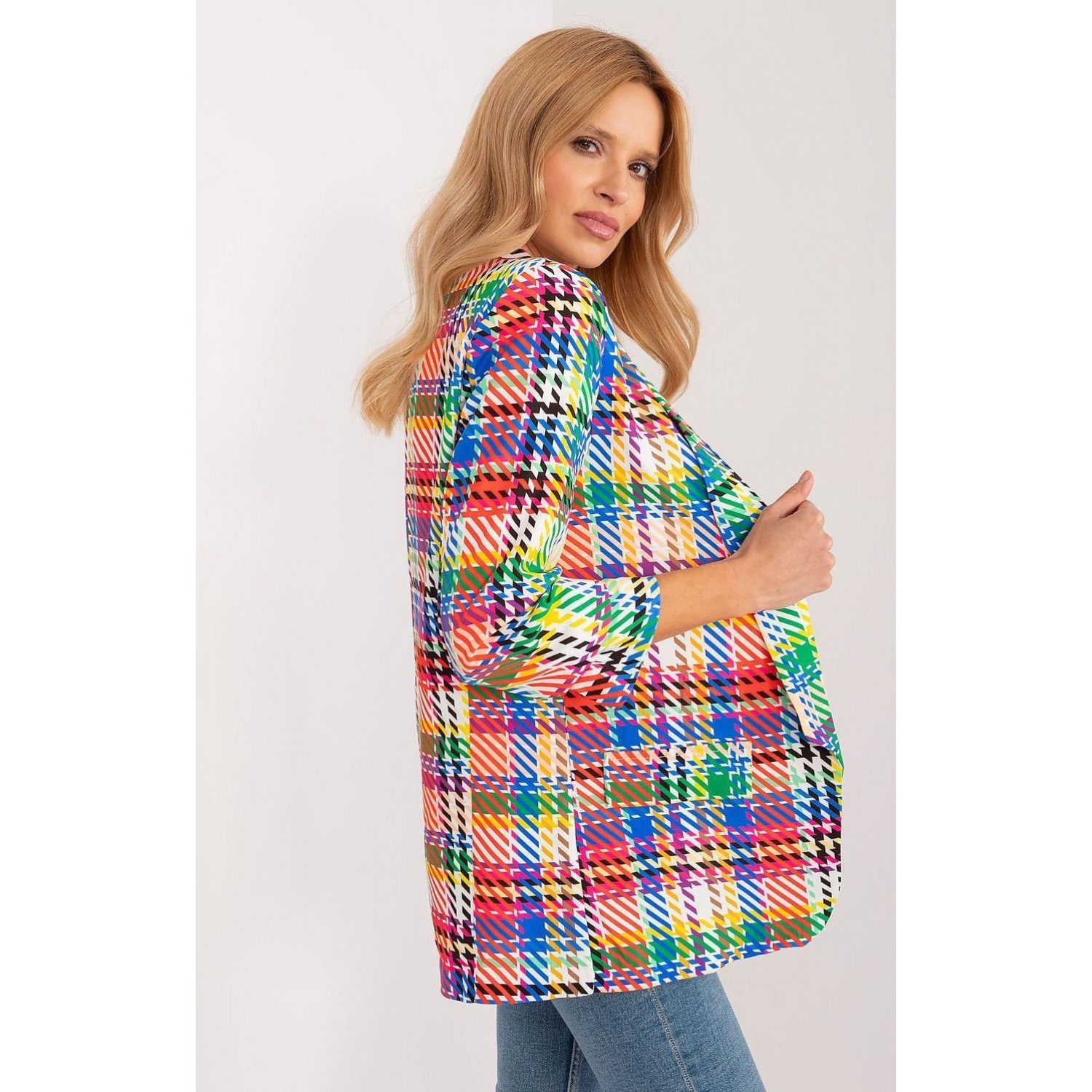 Sacou dama in carouri, multicolor, casual, Ezera2 - JojoFashion.ro